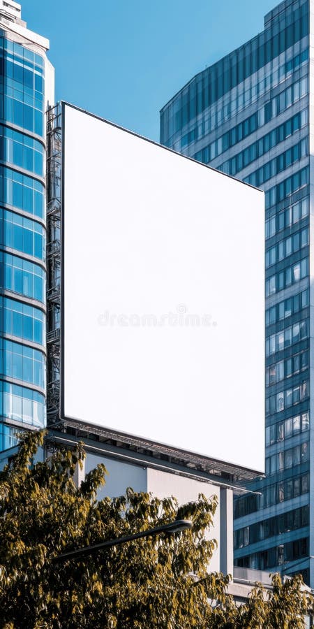 Large Blank Billboard Advertising Layout in Cityscape, Digital Light ...