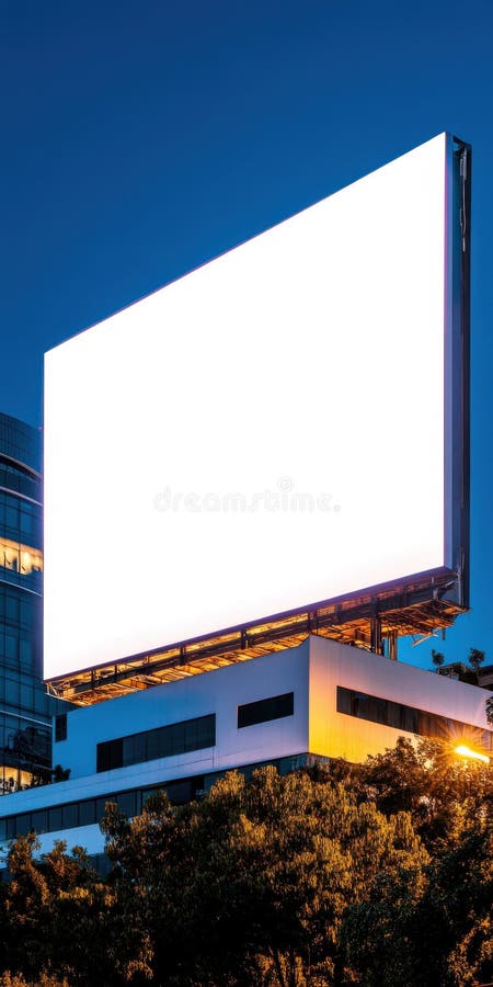 Large Blank Billboard Advertising Layout in Cityscape, Digital Light ...
