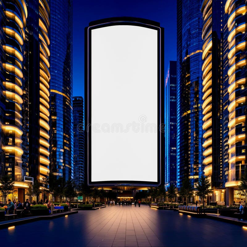 A Large Billboard in the Middle of a City at Night Stock Image - Image ...