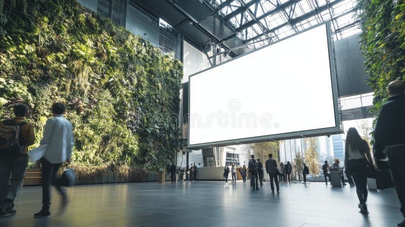 Large Blank Billboard in Modern Hall with Green Wall Stock Illustration ...
