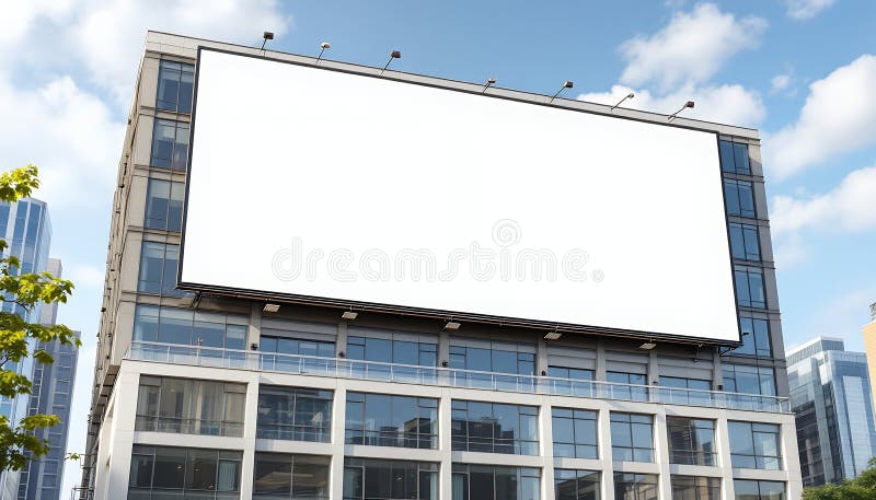 Blank Billboard on Modern Building in City Stock Illustration - Illustration of advertising ...