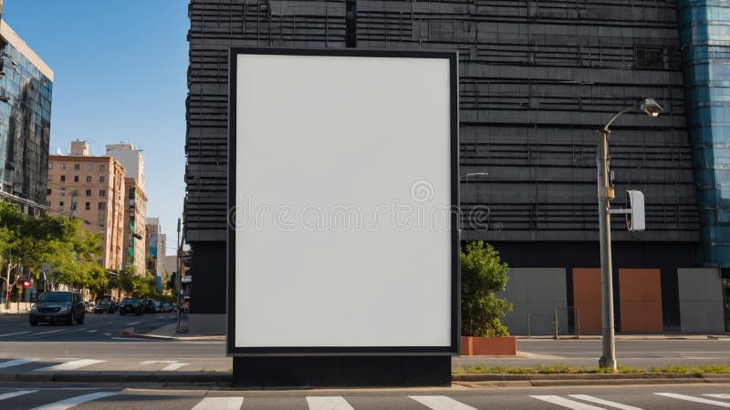 Large Blank Billboard on Public Facilities with Modern Building ...