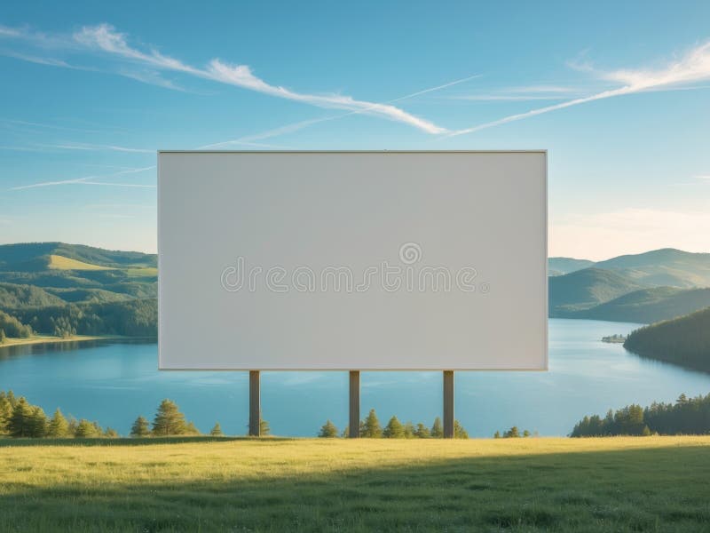 Large Blank Billboard with Scenic Background and Clear Sky. Stock Image ...