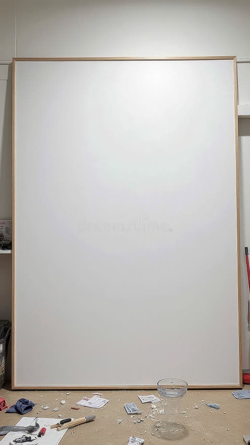 Large Blank Canvas in Art Studio Ready for Creative Expression Stock ...