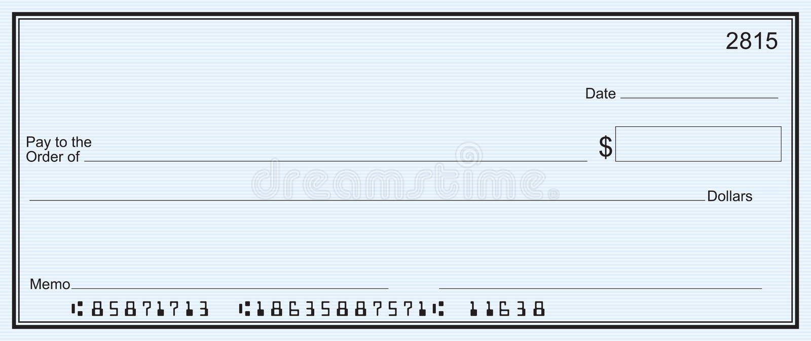 Blue Deco Check with False Account Numbers Stock Illustration ...