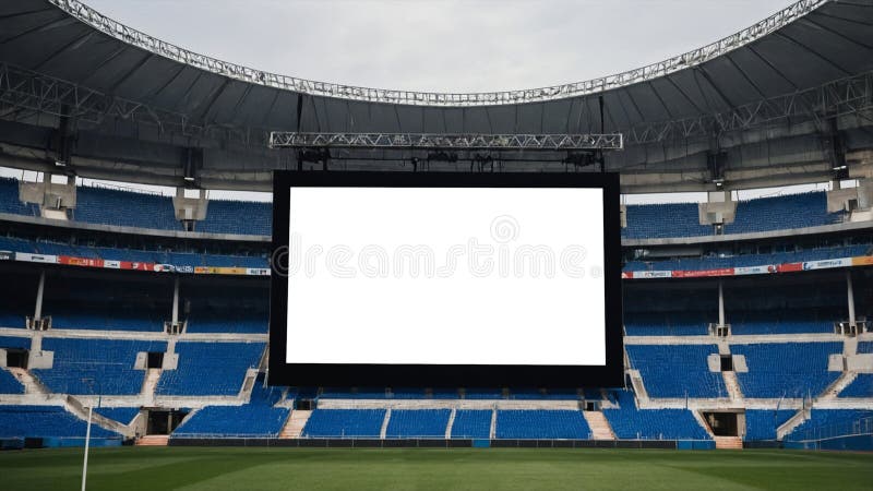 Large Blank Display Screen in an Illuminated Football Stadium for ...