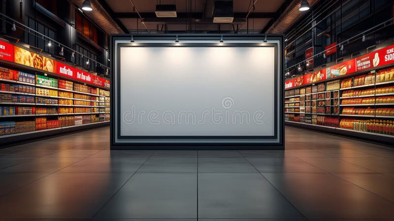 Blank Display Screen in Supermarket Stock Illustration - Illustration ...