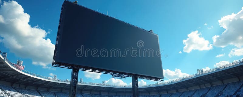 Large Blank LED Scoreboard Hangs Above Empty Stadium Seats Against ...