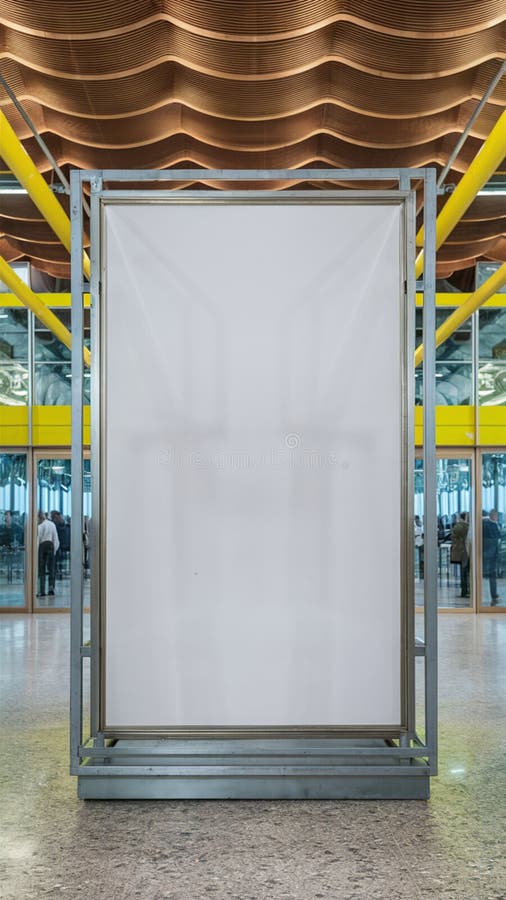 Large Blank Rectangular Display Dominates Foreground, Wooden Ceiling ...