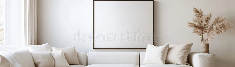 A Large Blank Rectangular Frame with a Thin Black Border is Mounted on ...