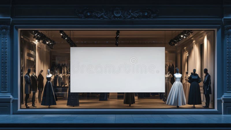 A Large Blank Sign is Displayed in a Store Window Stock Image - Image ...