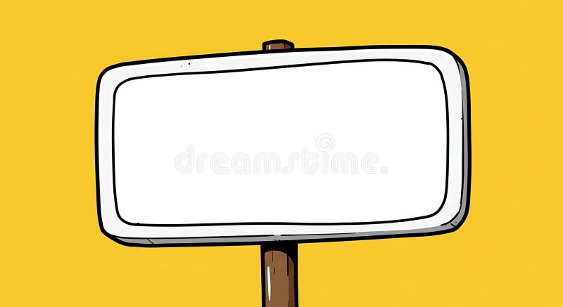 Large Blank Sign with a White Rectangular Panel Outlined in Black ...