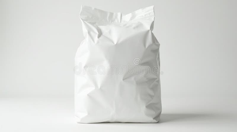 Large Blank White Plastic Packaging Bag Isolated on Light Gray ...