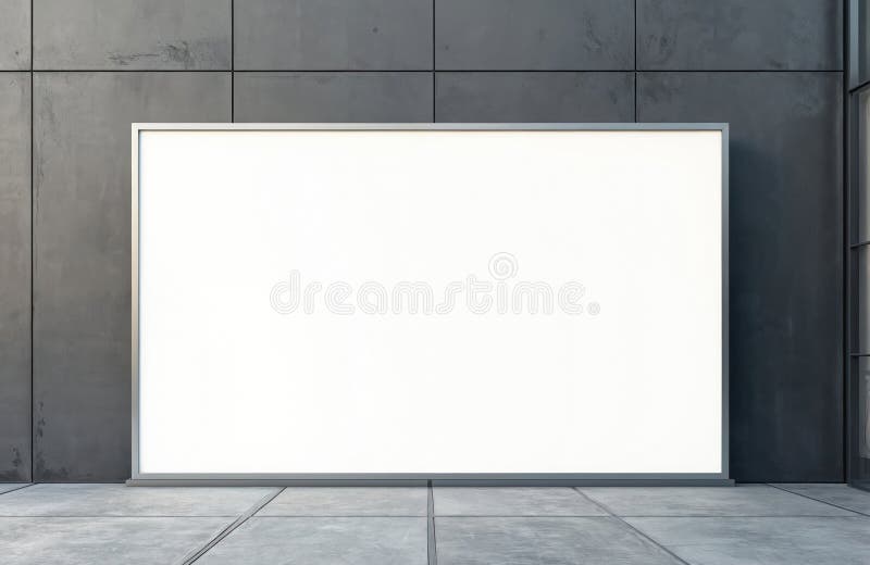 Large Blank White Screen Framed by Modern Grey Border, Set Against ...