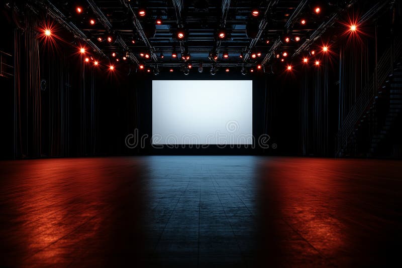 Large Blank White Screen on Stage with Dramatic Lighting Creates ...