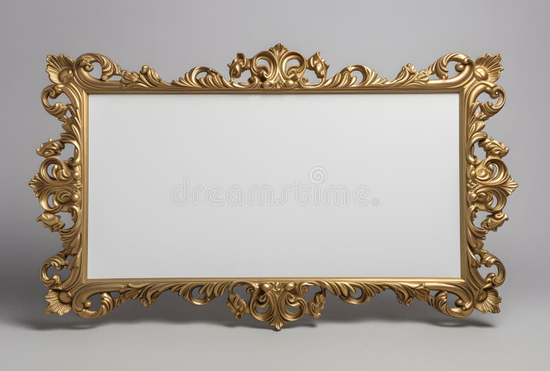 Ornate Gold Frame Blank Whiteboard Mockup Stock Illustration ...