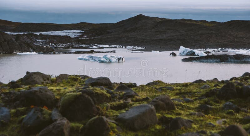 Large Blocks of Broken Ice from an Icelandic Glacier Stock Image ...