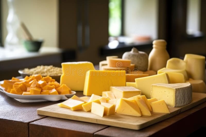 Large Blocks of Hard Cheese on a Carving Table Stock Image - Image of ...