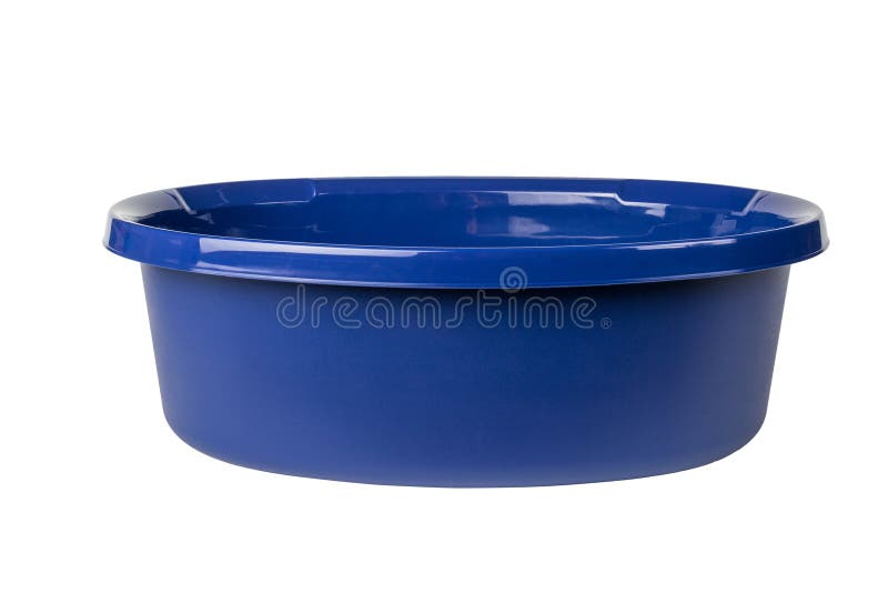 A Large Blue Basin Isolated on a White Background Stock Image - Image ...
