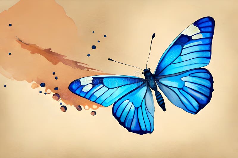Large Blue Butterfly Close-up Stock Illustration - Illustration of ...
