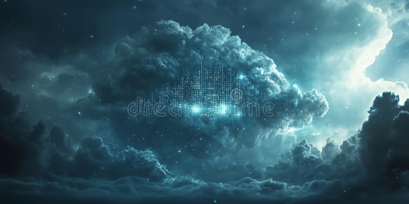 A Large Blue Cloud with a Bright Light Inside of it Stock Illustration ...