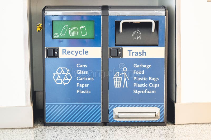 Large Blue Containers for Trash and Recyclable Trash Stock Photo ...