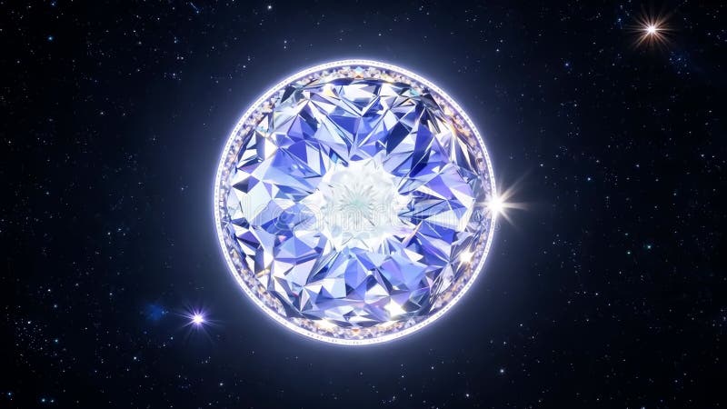 Large, Blue Diamond Planet Rotates in the Vast Expanse of Space Stock ...
