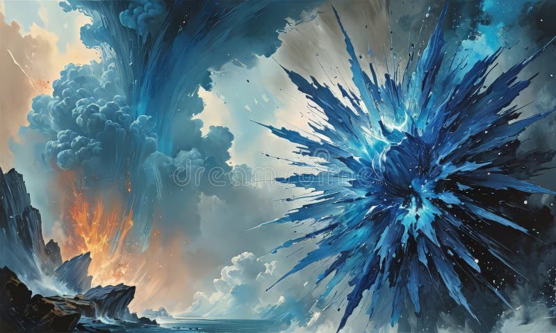 Large Blue Explosion with Sharp Points Radiates from the Center the ...