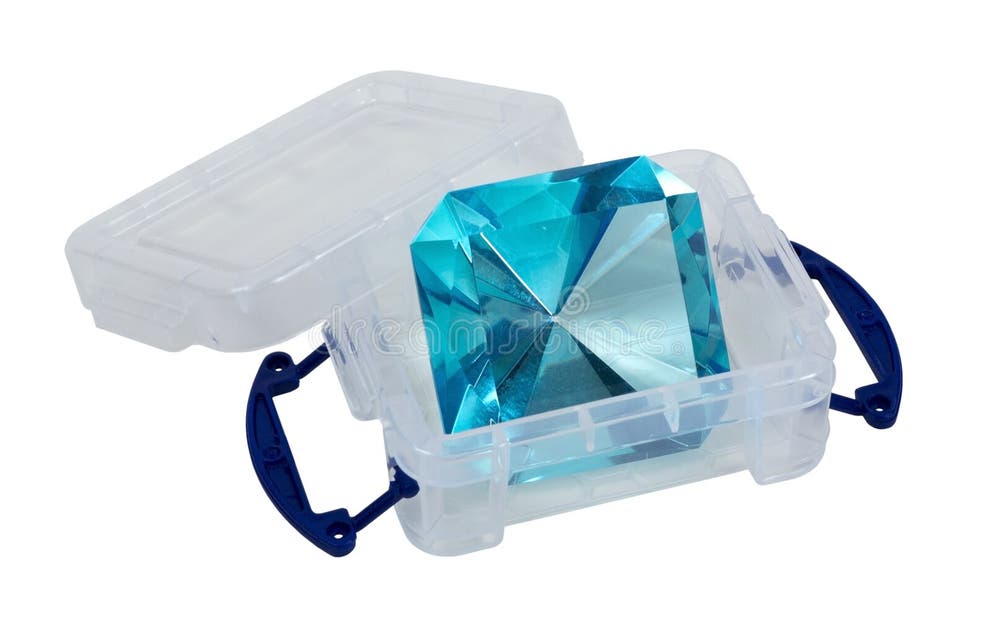 Large Blue Gem in a Plastic Crate Stock Photo - Image of gems, large ...