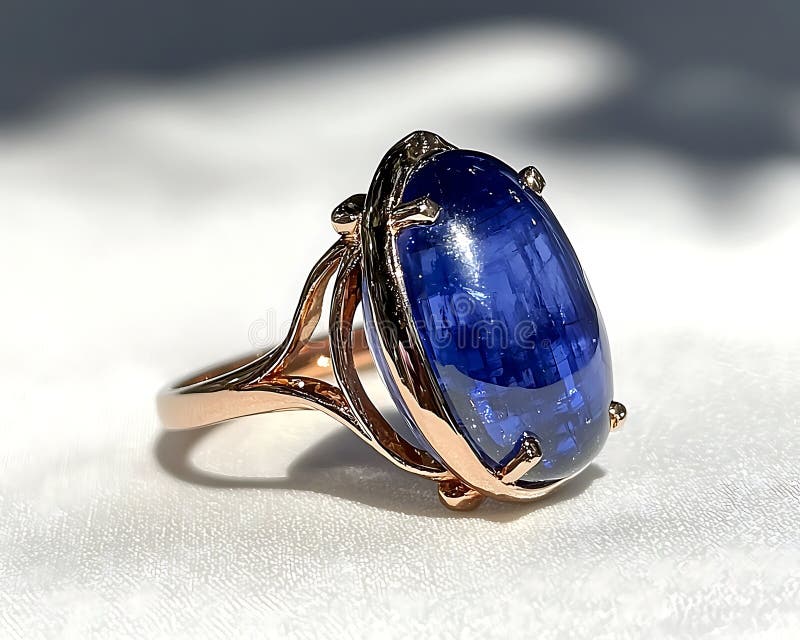 A Large Blue Gemstone Ring with a Gold Band Stock Photo - Image of love, closeup: 375594386