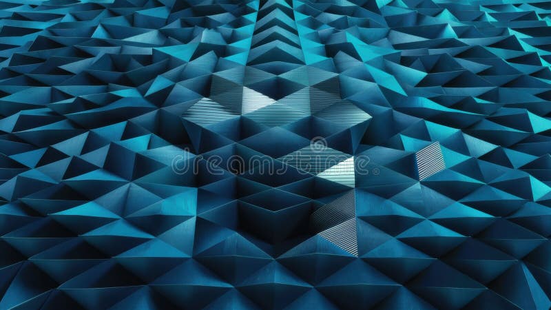 A Large Blue Geometric Pattern with Triangles and Squares, AI Stock ...