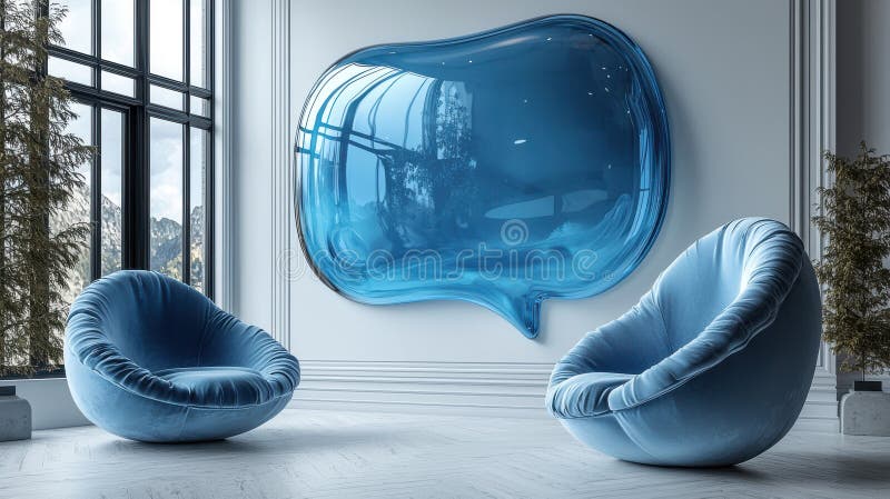 Large Blue Glass Chat Bubble Chair. Stock Illustration - Illustration ...