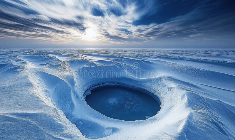 A Large Blue Hole in the Snow Stock Image - Image of polar, glacier ...