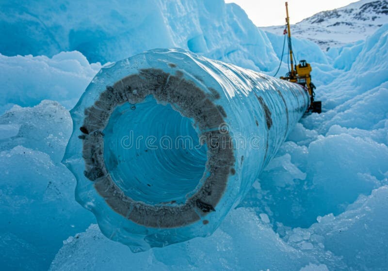 Large Blue Ice Core Sample Extraction in Glacial Setting Stock ...