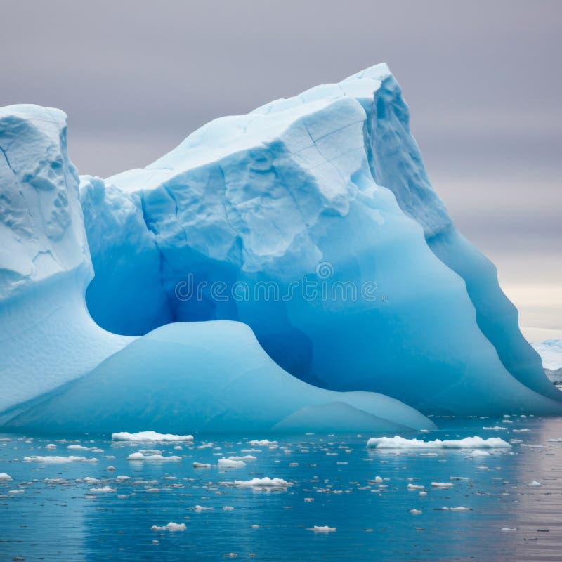 Large Blue Iceberg in Cold Polar Waters Stock Illustration ...