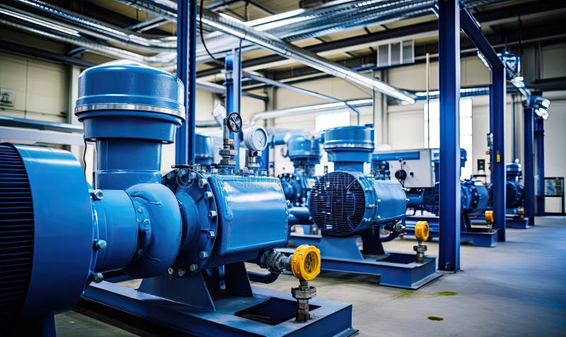 A Giant Blue Contraption in an Enormous Structure Stock Illustration ...