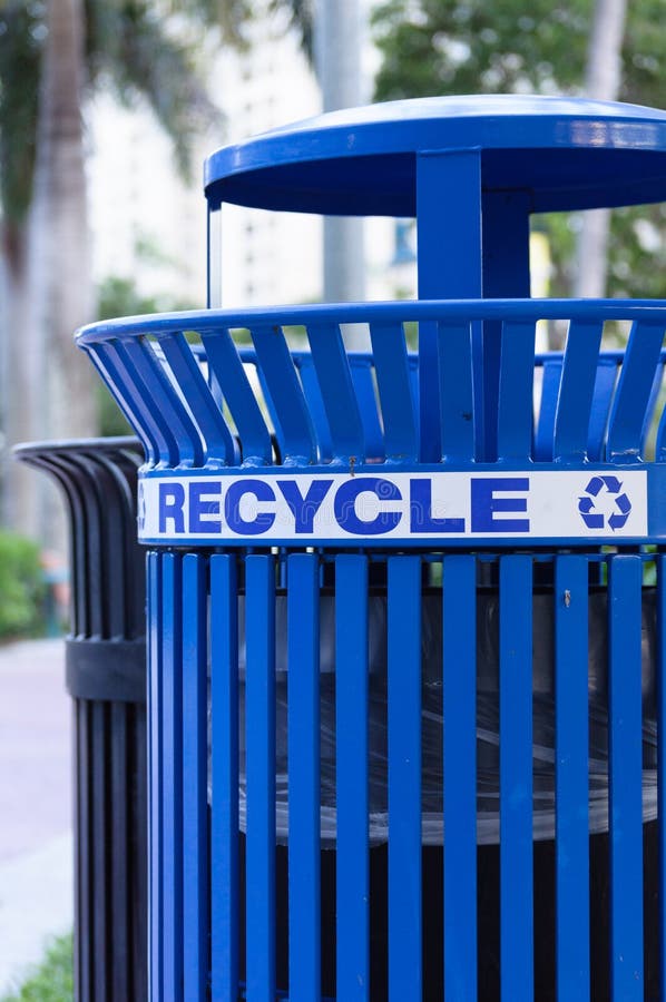 Blue Metal Recycle Bin
