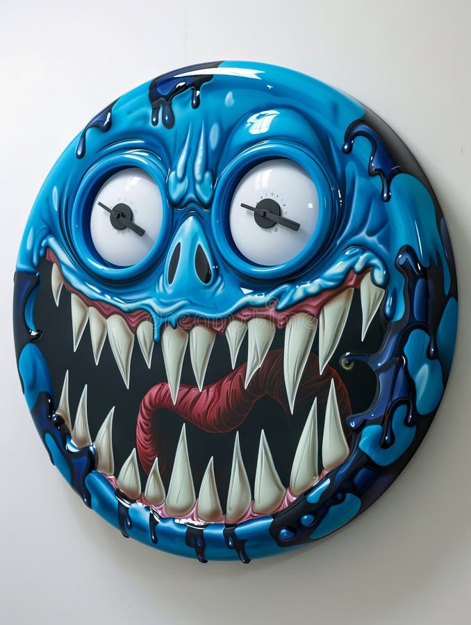 A Large Blue Monster with Teeth and Eyes Stock Image - Image of ...
