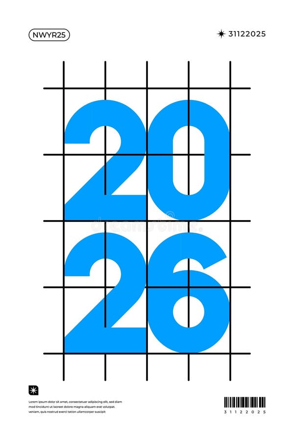 Large Blue Numbers 2026 on a Grid Background Graphic Design Modern ...