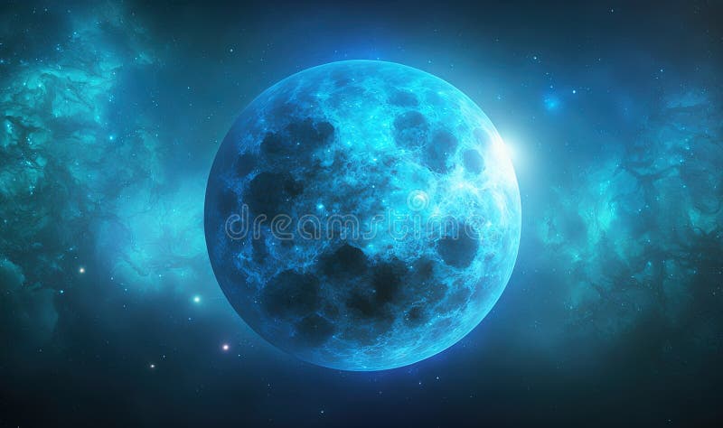 A Large Blue Object in the Middle of a Space Filled with Stars Stock ...