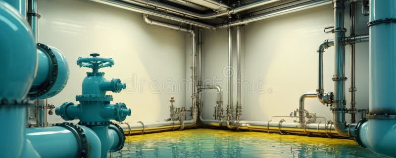 Large blue pipe in room stock photo. Image of factory - 330518316