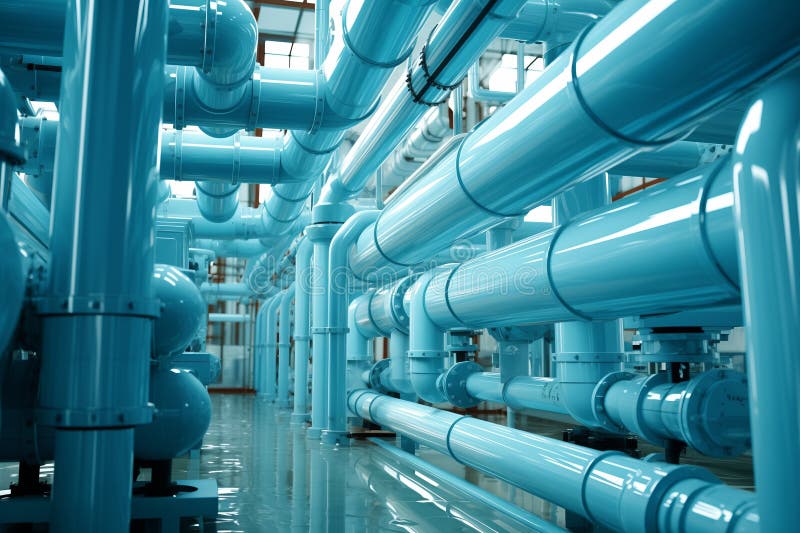 Large Blue Pipe System in Building Stock Illustration - Illustration of ...