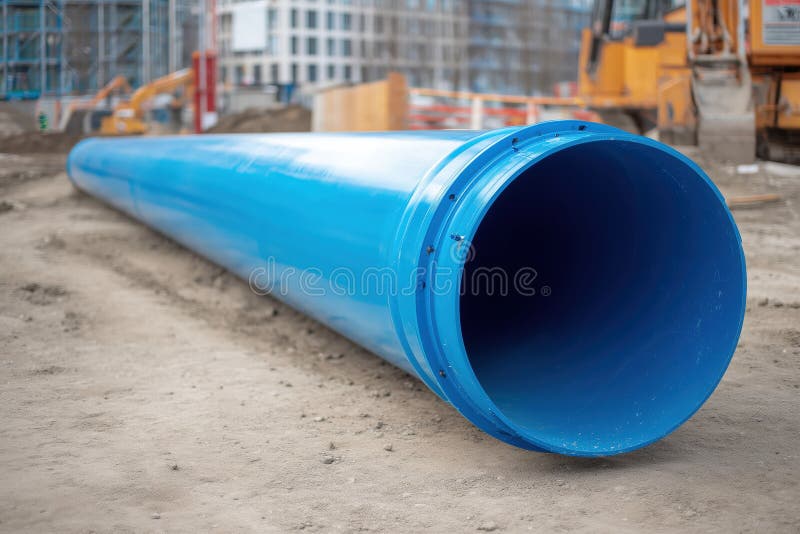 Large Blue Pipe at Urban Construction Stock Illustration - Illustration ...