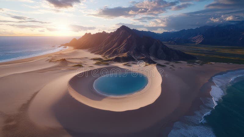 A Large Blue Pool Surrounded by Sandy Beach Creates a Relaxing Vacation ...