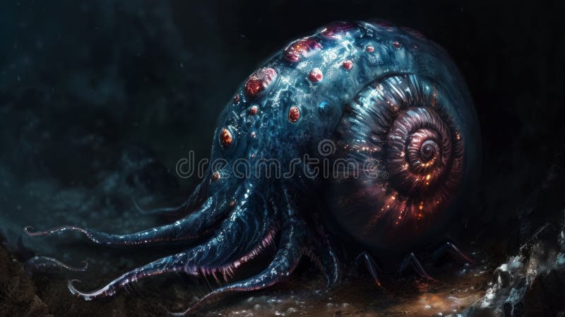 A Large Blue and Purple Sea Creature with a Red Shell, AI Stock Image ...