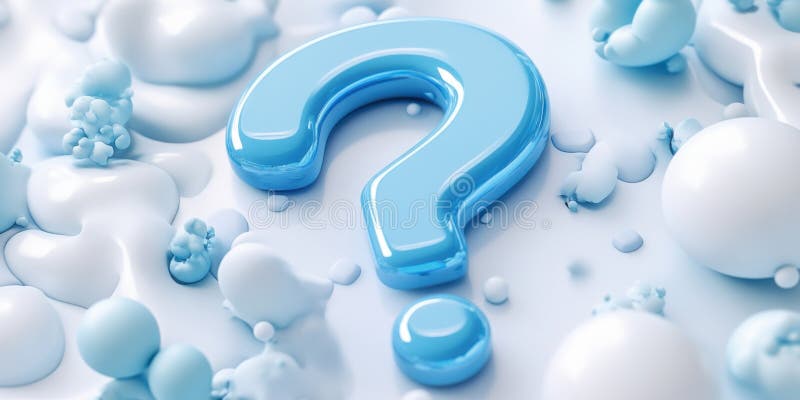 Blue Question Mark Surrounded by Bubbles on a Soft White Background ...