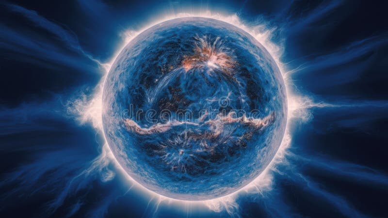 Blue Sphere Little Planet Inside Gravel Road or Field Background Stock ...