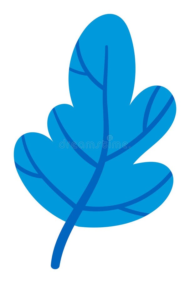 Large Blue Stylized Leaf Illustration, Simple Graphic Design, Isolated ...