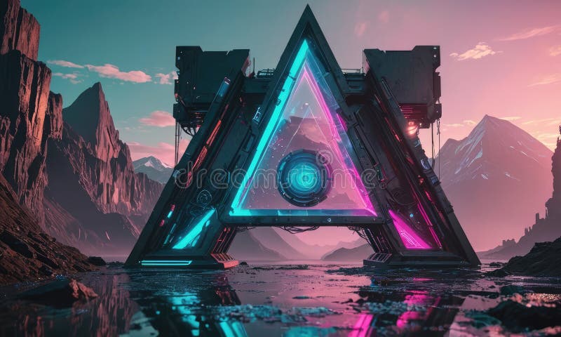 A Large Blue Triangle with a Glowing Center is the Centerpiece of this ...