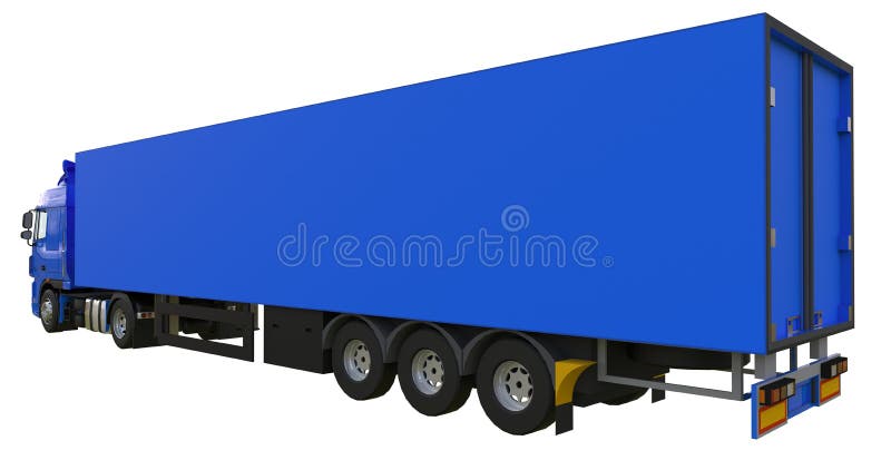 Large Blue Truck with a Semitrailer. Template for Placing Graphics. 3d ...